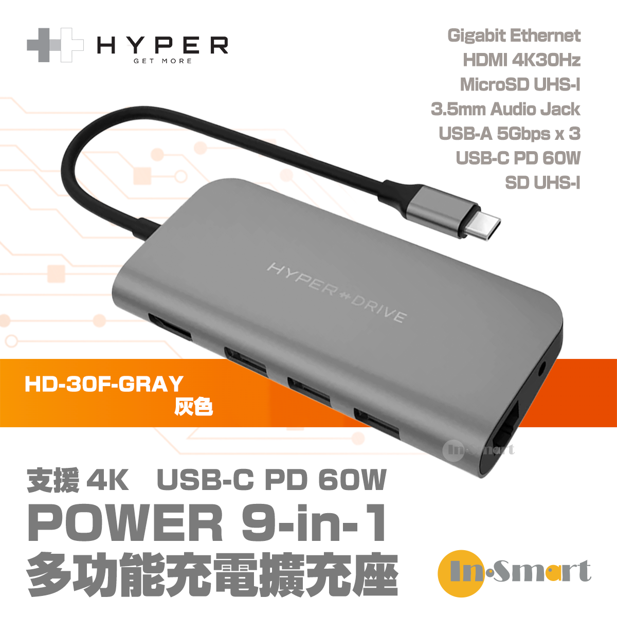 HyperDrive | POWER 9合1 Mac 適用 多功能轉換器 擴展器 擴充座 USB Hubs Type-C Convertor ...