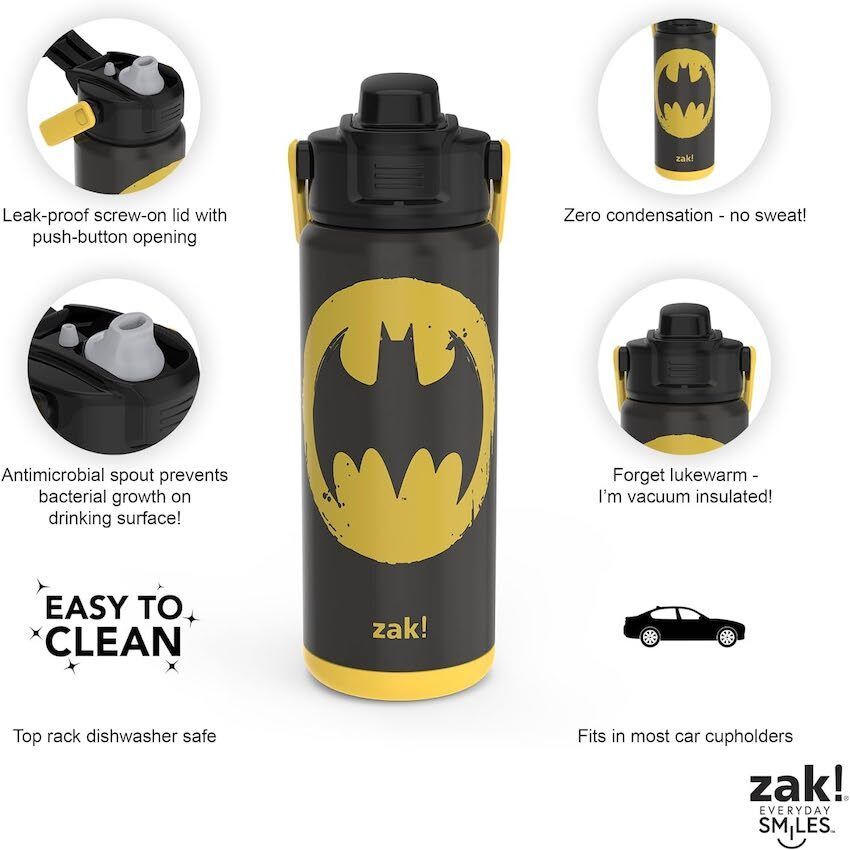 蝙蝠俠 | 美國 Zak Designs 不鏽鋼真空兒童保溫吸管瓶水壺 - Batman | HKTVmall 香港最大網購平台