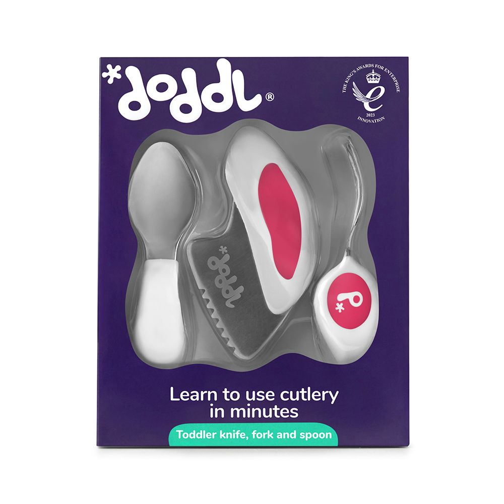 doddl | 英國doddl秒拾餐具 - 人體工學兒童學習餐具3件組 - 草莓紅 | 顏色 : 洋紅色 | HKTVmall 香港最大網購平台