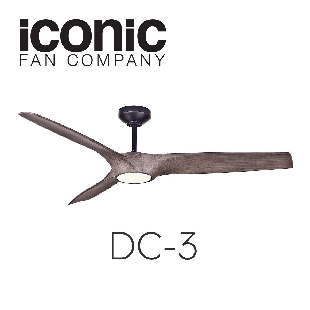ICONIC | Iconic Fan Co. DC-3 52 Ceiling Fan (LED Light Kit and Remote ...