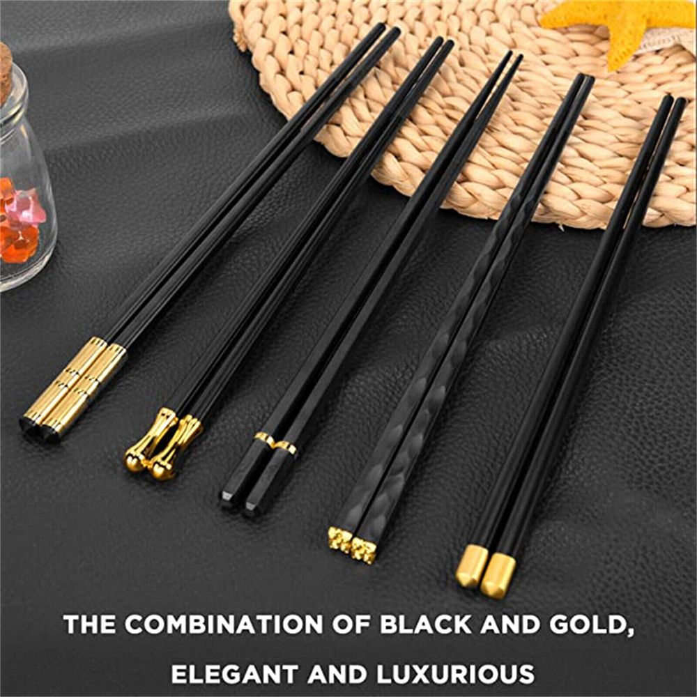 Tuenmall | [5 pairs Green] alloy chopsticks high-grade non-slip ...