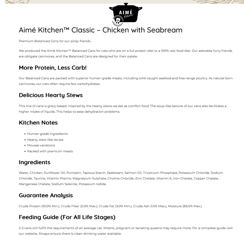 Aimé Kitchen | Classic 汁煮滑雞配鯛魚肉 貓罐頭 75g x 6 | HKTVmall 香港最大網購平台