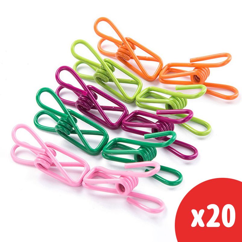 日本暢銷 | Colorful stainless steel metal multi-purpose clip 20 packs ...