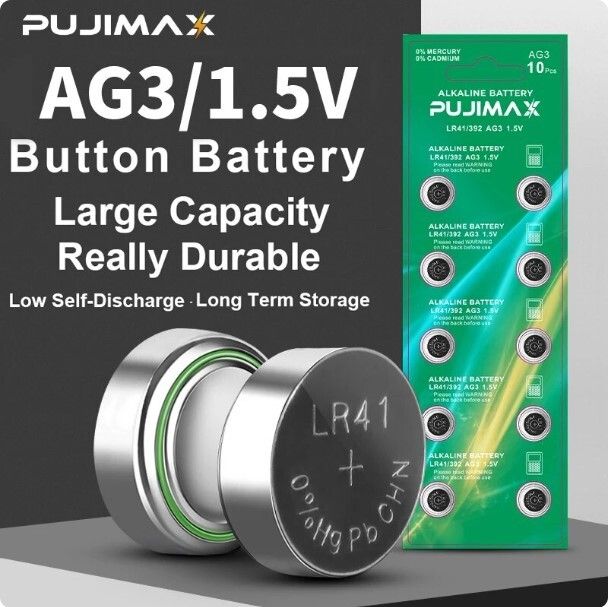PUJIMAX | LR41 AG3 / L736F 鈕型鹼性無汞電池 電餅 電芯 Alkaline Button Cell Battery ...