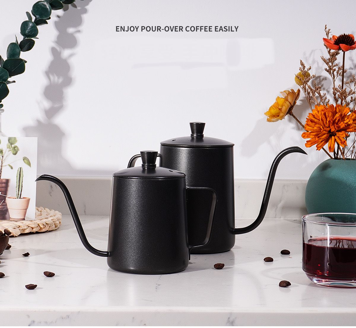 CittaLalage | 304 Stainless Steel Pour Over Coffee Drip Pot with Lid ...