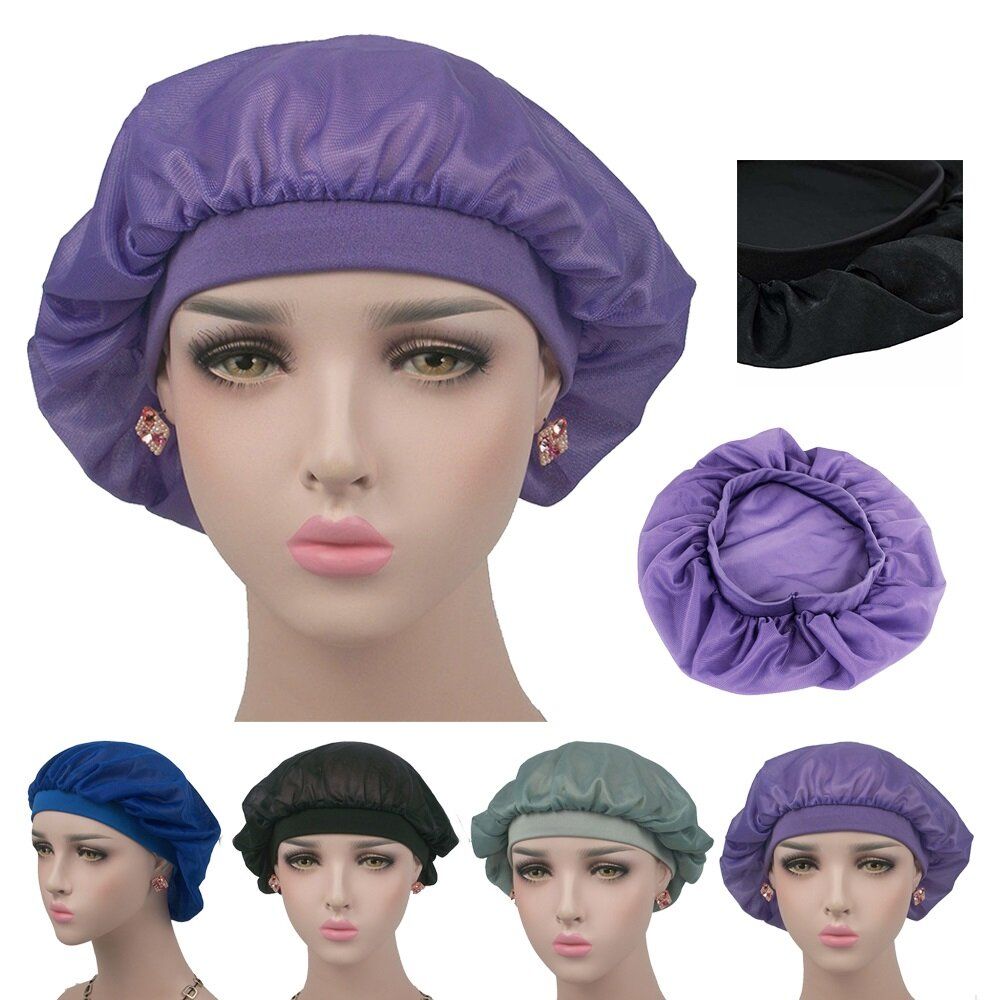 Tuenmall | Purple Women's Sleep Hair Hat Care Elastic Satin Silk ...
