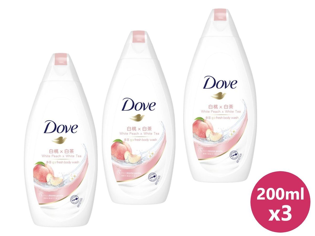 多芬 | Dove多芬 - 白桃&白茶沐浴乳 (200ml x 3pcs) #沐浴露 | HKTVmall 香港最大網購平台