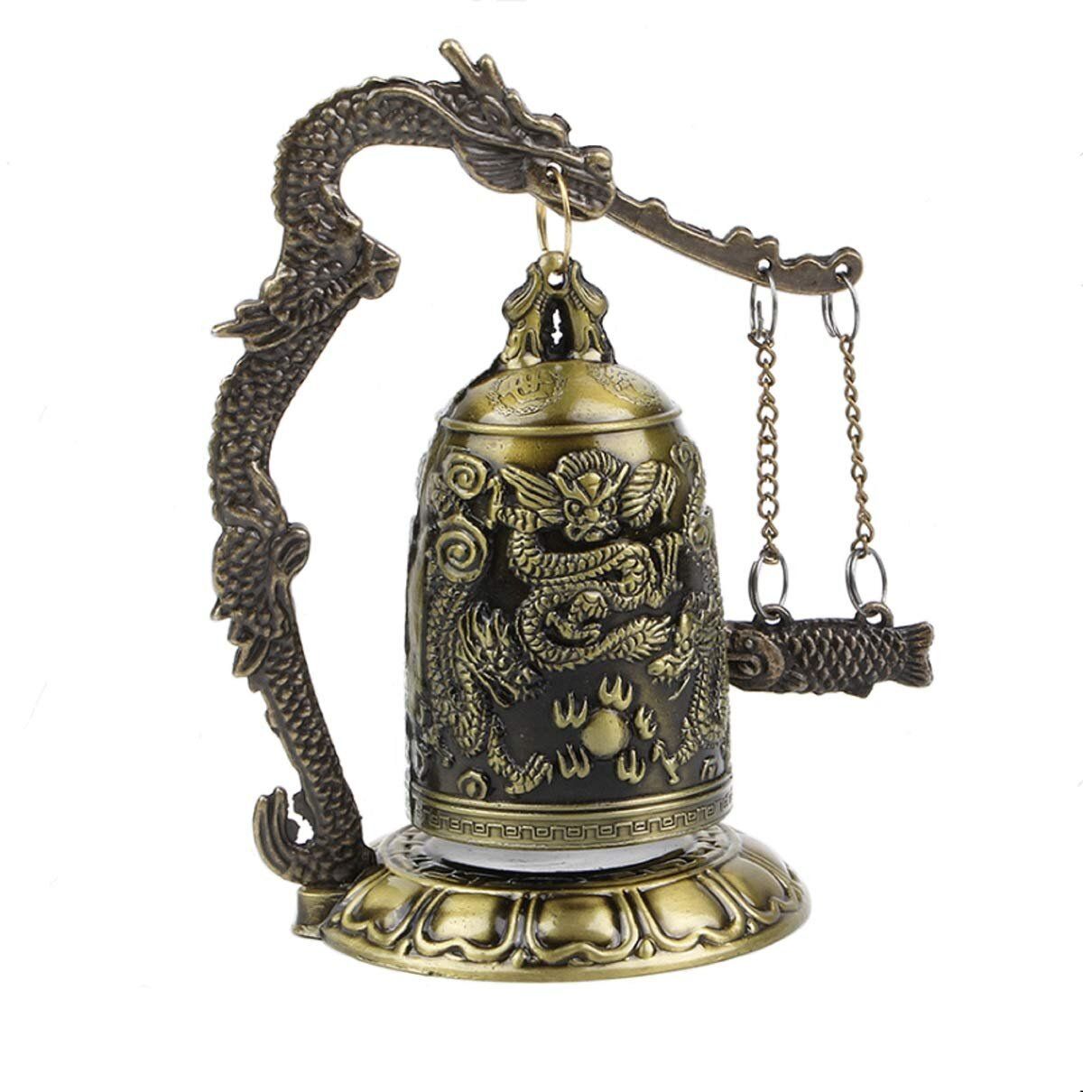 DMtse | Vintage Style Bronze Lock Carved Dragon Tibet Buddhist Fish ...