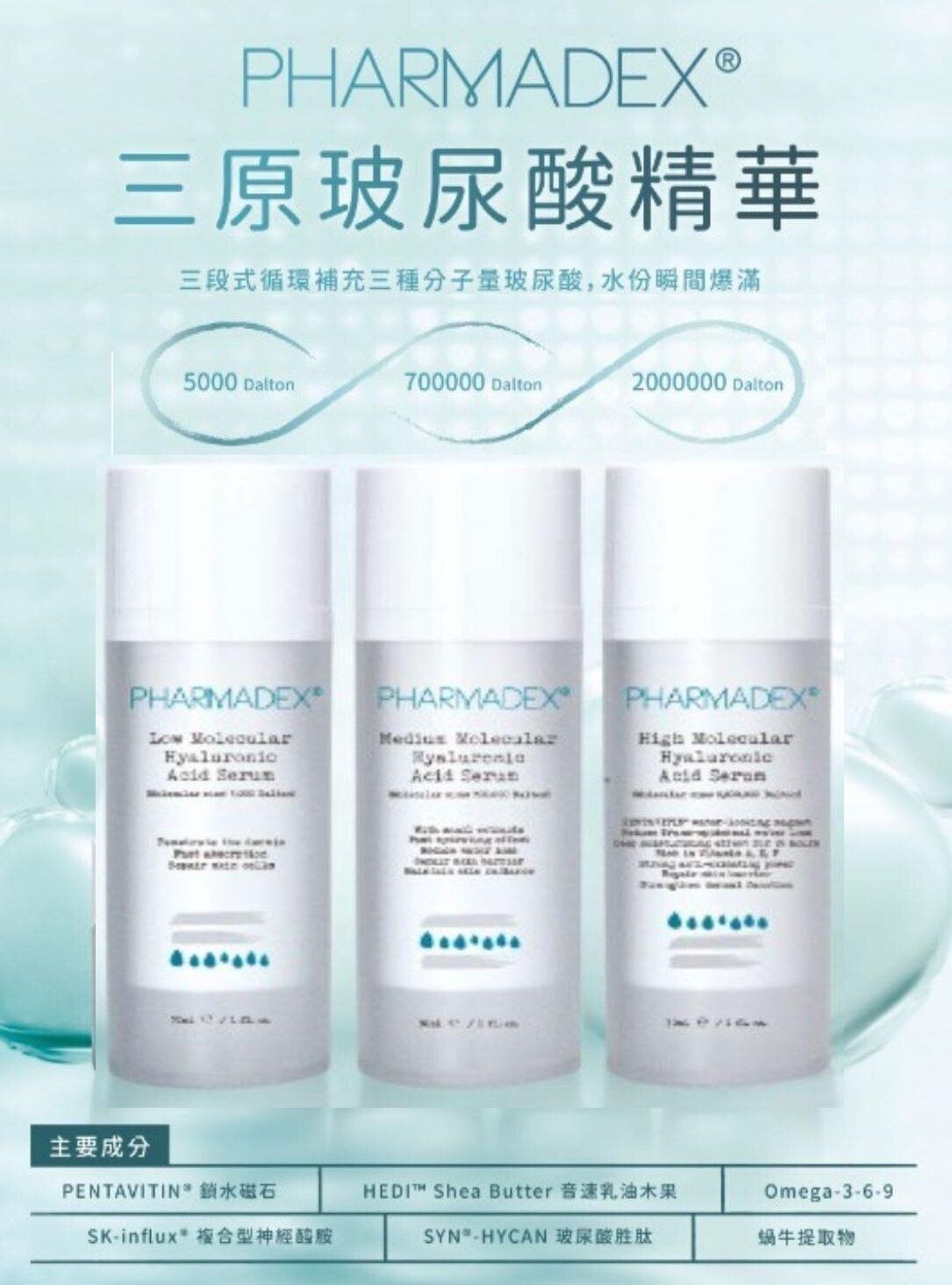 Pharmadex | Pharmadex三原玻尿酸精華液 3 x 30ml (小/中/大分子) | HKTVmall 香港最大網購平台