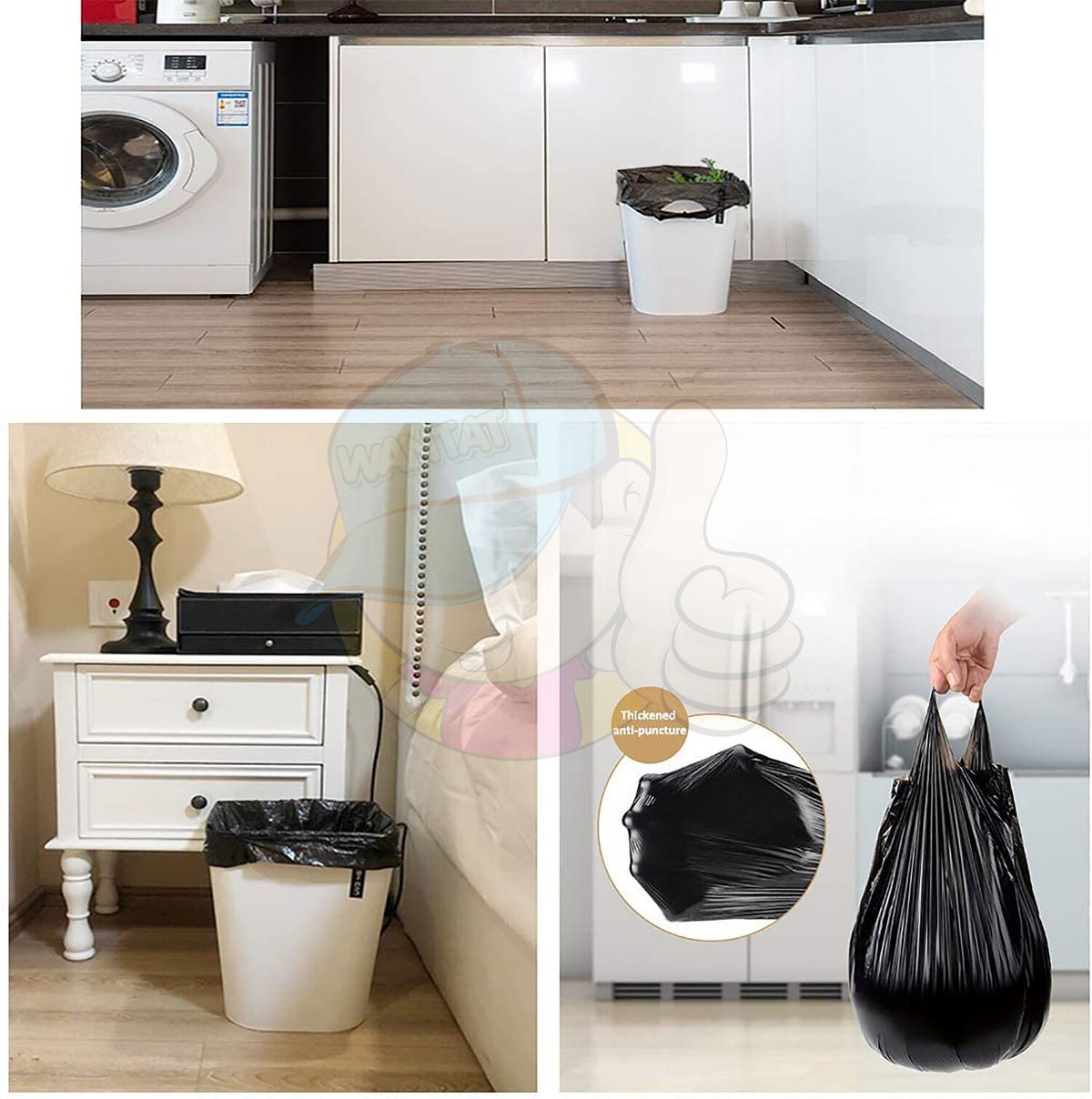 WANTAT | [50 Pcs] Kitchen Thickened Trash Bags, Office, Bathroom, Hotel ...