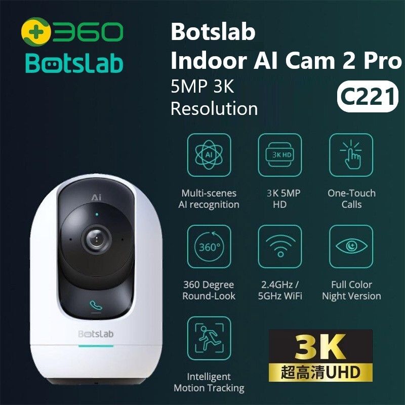 360 | Botslab C221 3K室內智能攝影機 全方位AI智能追踪 監控Cam【港澳地區專用版】 | HKTVmall 香港最大網購平台