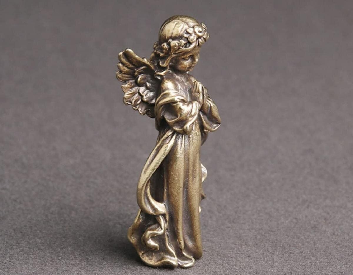 DMtse | Brass Mini Adorable Eros Guardian Angel Cherubs Statue Figurine ...