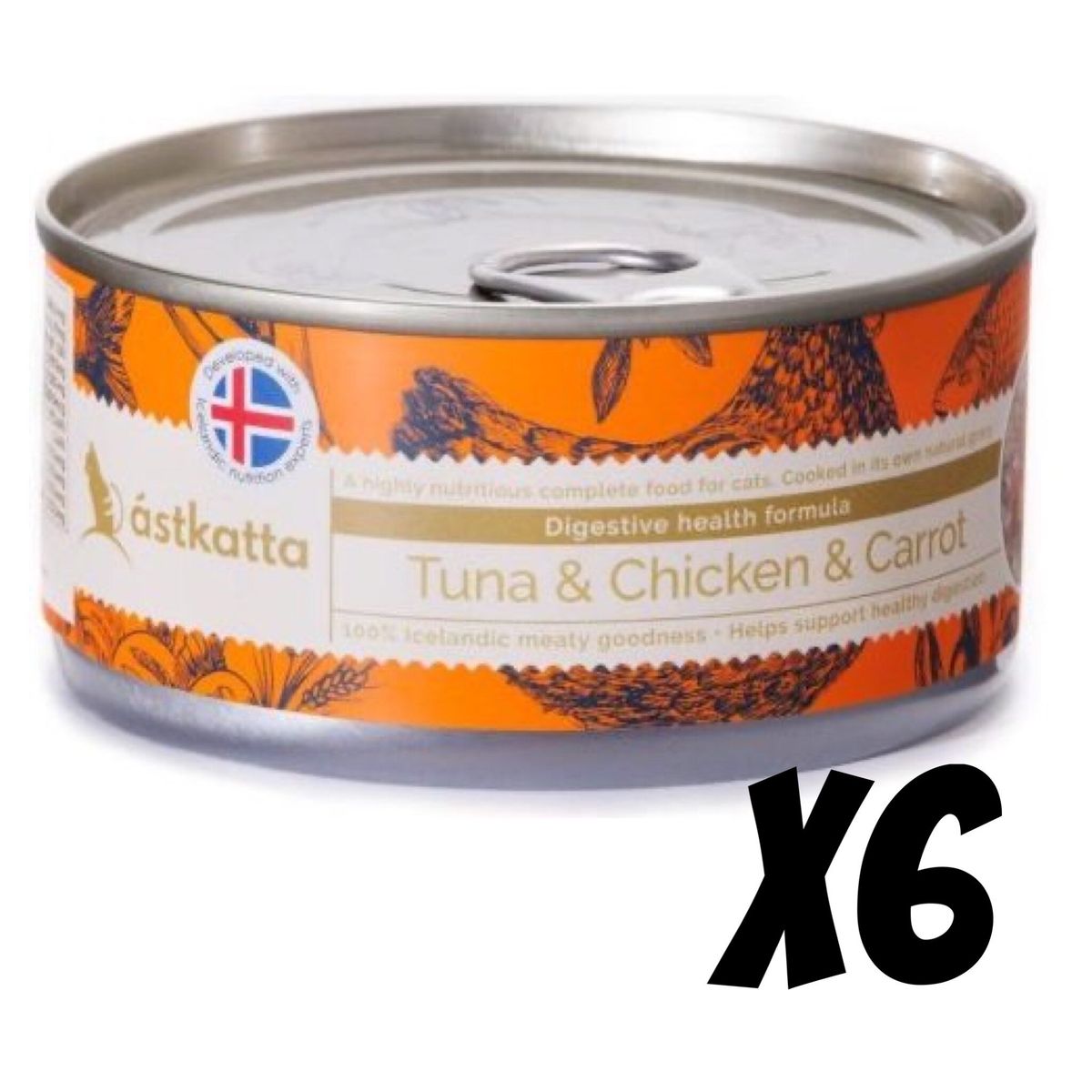 ástkatta | Astkatta 白鰹吞拿魚,雞肉,紅蘿蔔 (腸道護理) 貓罐頭(80g x6) 518254/360409 ...