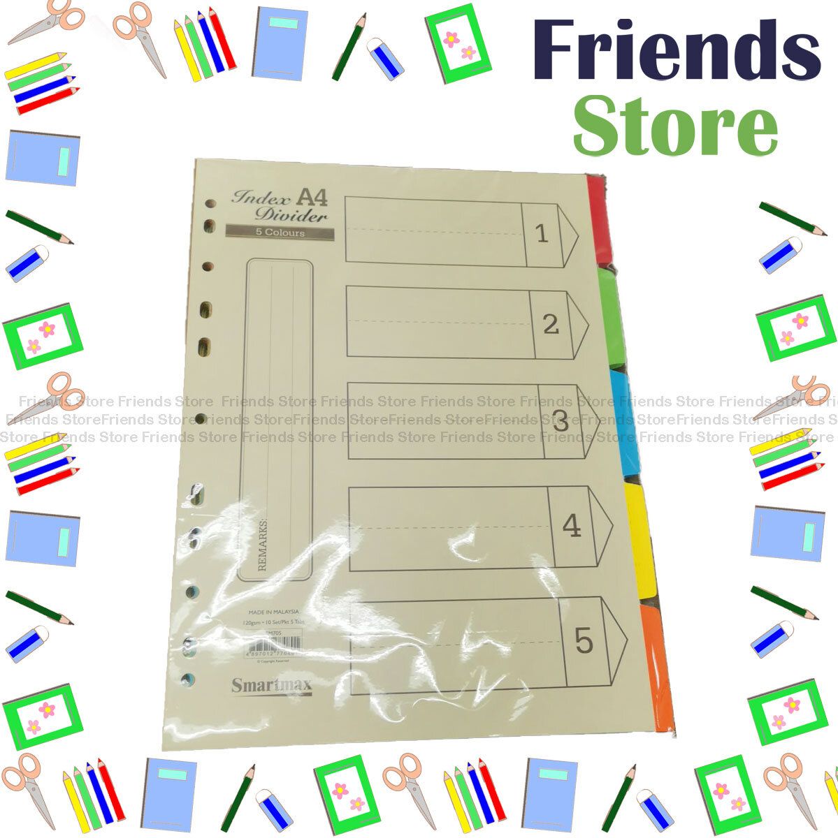 Smartmax | 11-孔 A4 紙質分類索引 (5色) SM705 （索引顏色隨機發放） | HKTVmall 香港最大網購平台