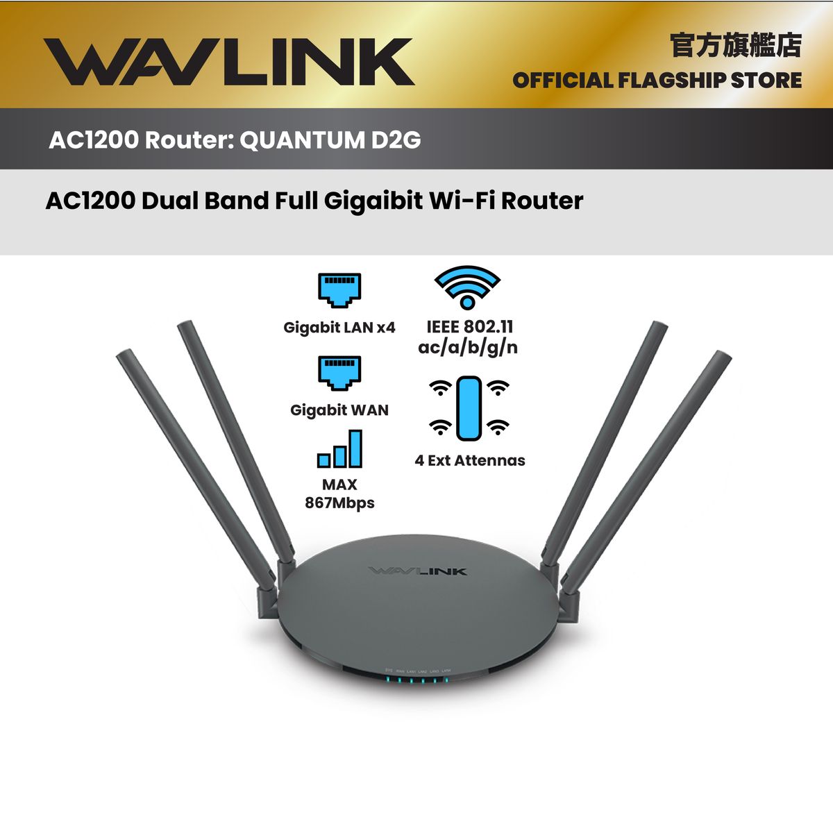 WAVLINK | QUANTUM D2G AC1200 雙頻全千兆 WiFi 路由器 | HKTVmall 香港最大網購平台
