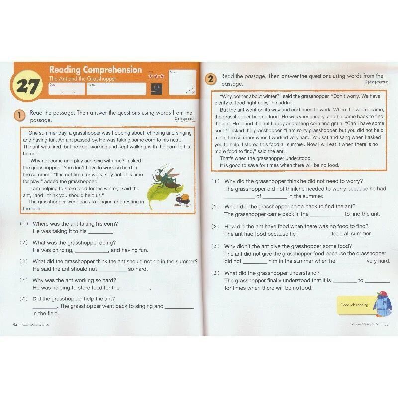 KUMON | Grade 2 英文練習 Reading + Writing Workbooks（2 本） 英文閱讀理解＋寫作練習 ...