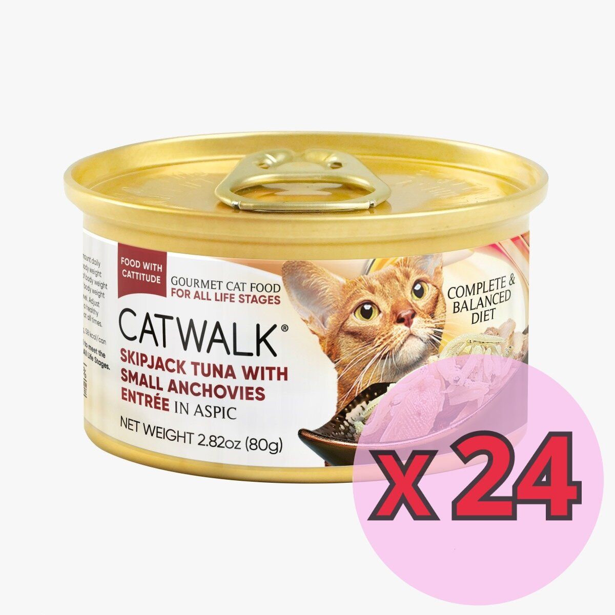 Catwalk | [ 原箱 ] 鰹吞拿魚 + 小鯷魚 主食貓罐 80g x 24 (13870) | HKTVmall 香港最大網購平台