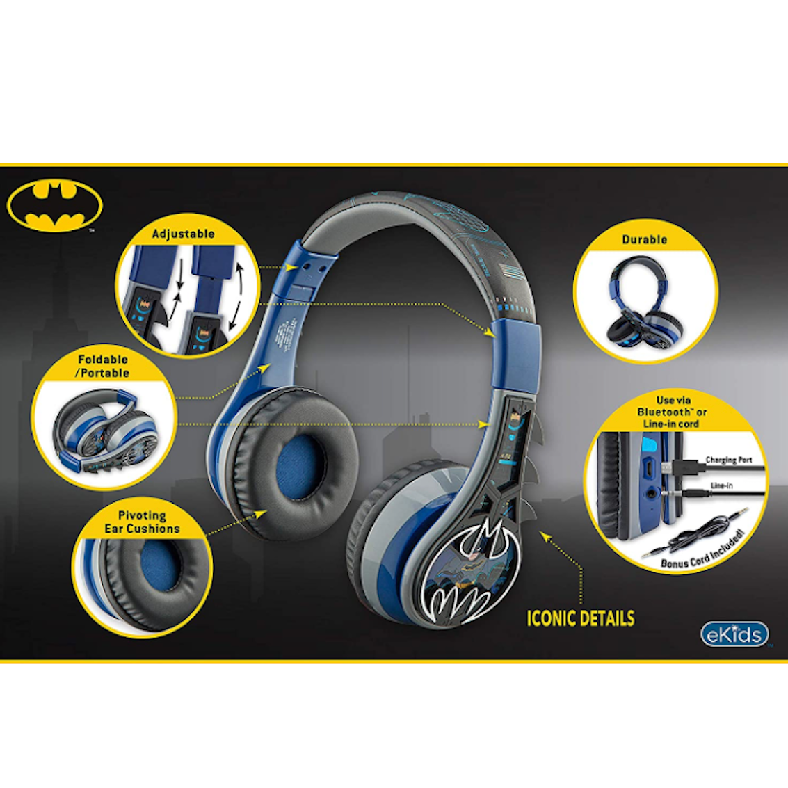 蝙蝠俠 | 美國 Batman Headphone 兒童藍牙耳機 (內置 Microphone) | HKTVmall 香港最大網購平台