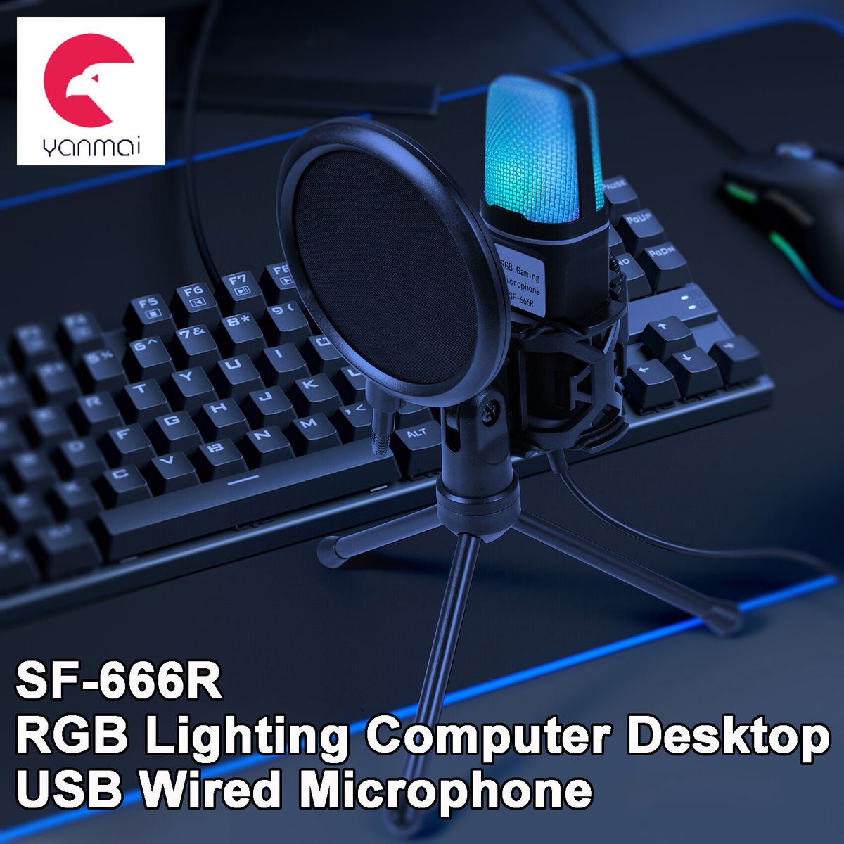 Yanmai | Yanmai - SF666R RGB 燈光桌面電腦 網上直播 唱歌 錄音 K歌 有線USB麥克風 (平行進口) | HKTVmall 香港最大網購平台