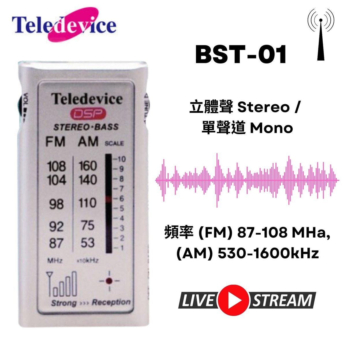 Teledevice | BST-01 FM/AM多功能收音機(銀色) P3719 | 顏色 : 銀 | HKTVmall 香港最大網購平台