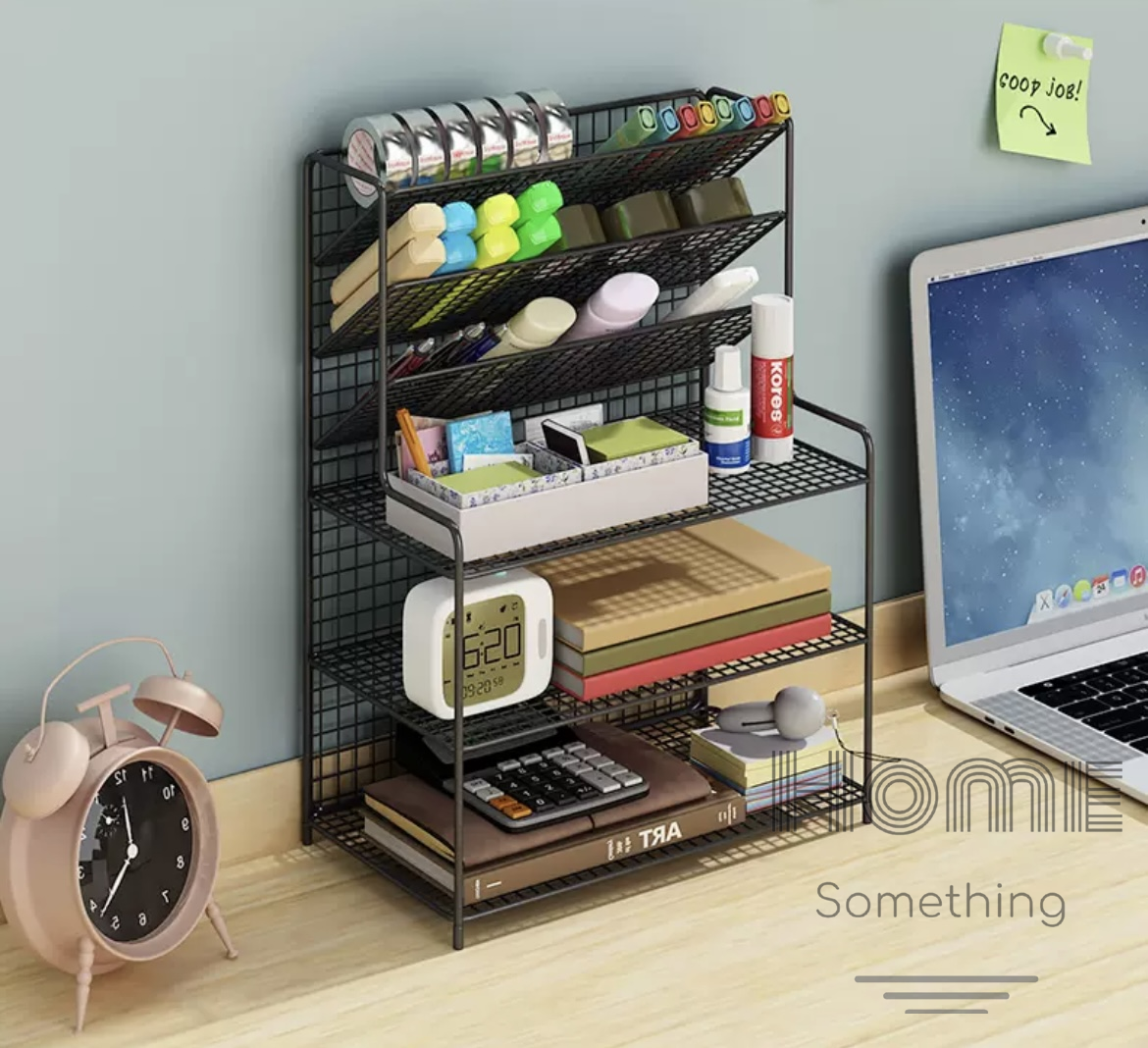HOME Something | 時尚系列 桌面置物架 書架簡易桌上書本收納小書櫃鐵藝辦公分層架子 - HS08075_BK | 顏色 : Black黑色 | 安裝服務 : 包括 ...