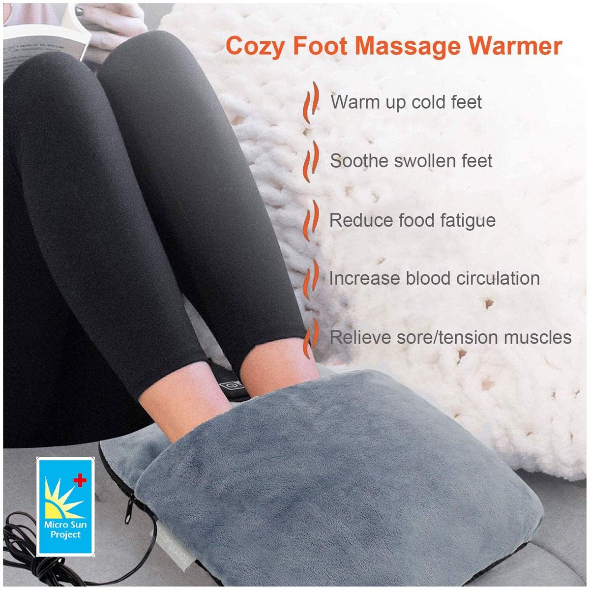 Micro Sun | Micro Sun - USB 加熱震動按摩暖腳器（法蘭絨-灰色） | HKTVmall 香港最大網購平台