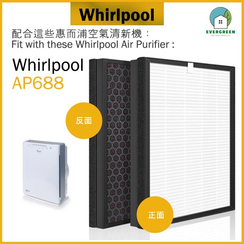 EVERGREEN.. | 適用於Whirlpool惠而浦AP688 空氣清新機 淨化器 備用過濾器套件替換用 | HKTVmall 香港最大網購平台