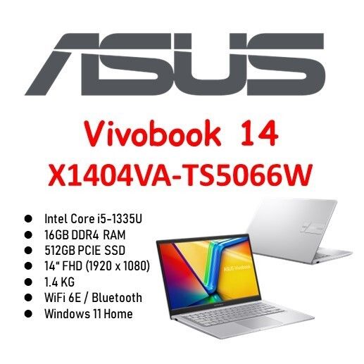 華碩 | Vivobook 14 (X1404, 13th Gen Intel) X1404VA-TS5066W [ i5-1335U ...