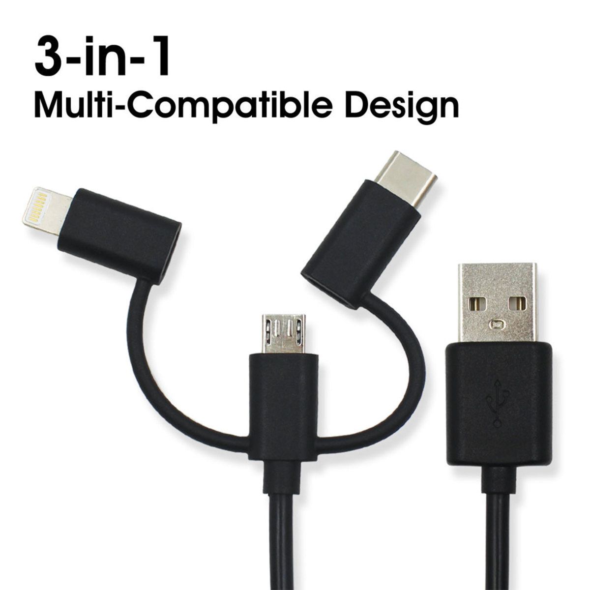 高崎 | CBL-1068 三合一（Lightning，Micro USB和USB C）充電和數據同步電纜 長:30cm | HKTVmall ...