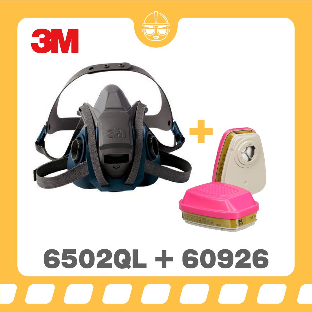 3M™ | 3M P100 防多種有機氣體綜合型濾罐 (60926) + 快拆型矽質半面式雙過濾口罩面罩 (中碼) (6502QL) | HKTVmall 香港最大網購平台