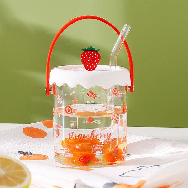 DDS | 帶吸管玻璃水杯（401-500ML）（草莓）#N02_066_018 | HKTVmall 香港最大網購平台