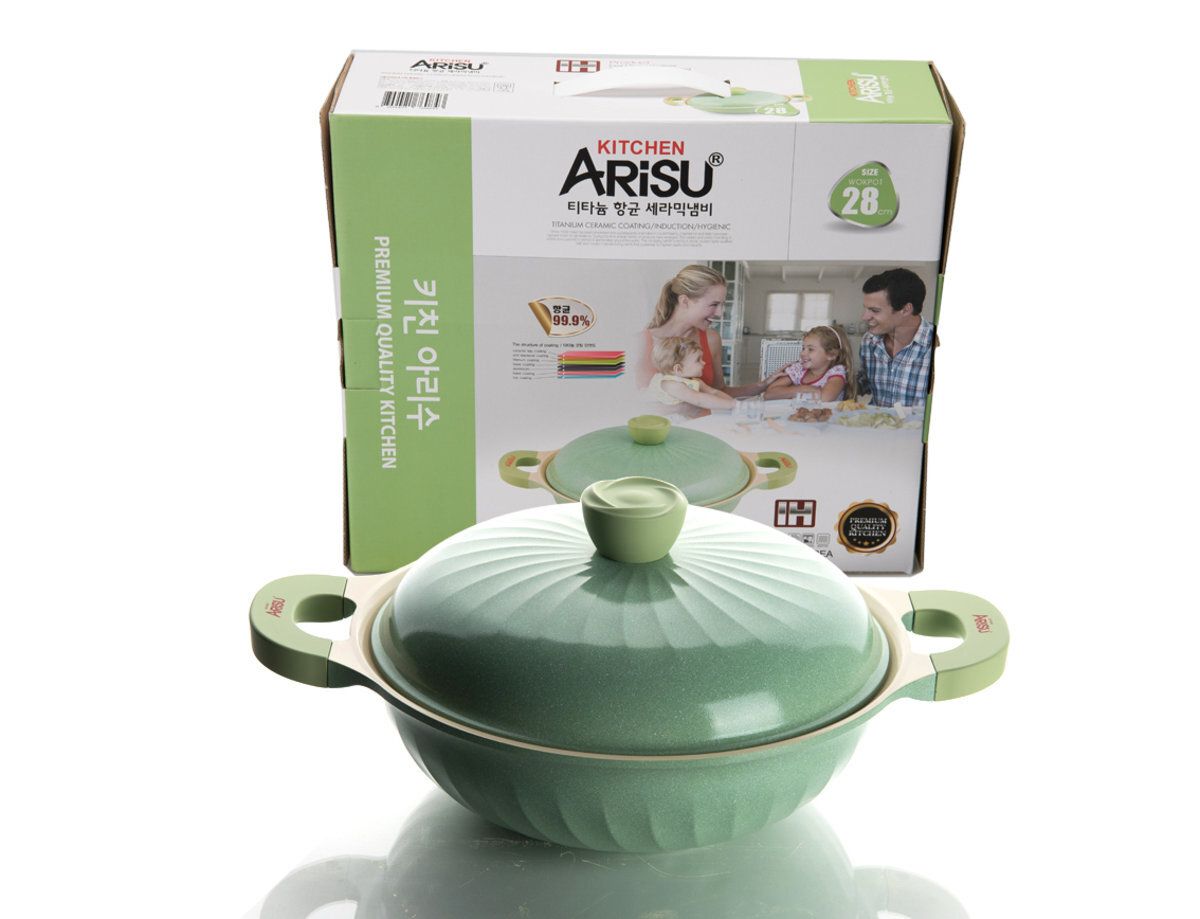 KITCHEN ARiSU | Kitchen Arisu 28cm雙耳鍋#IH電磁爐適用#電陶爐適用(綠) | HKTVmall 香港最大網購平台