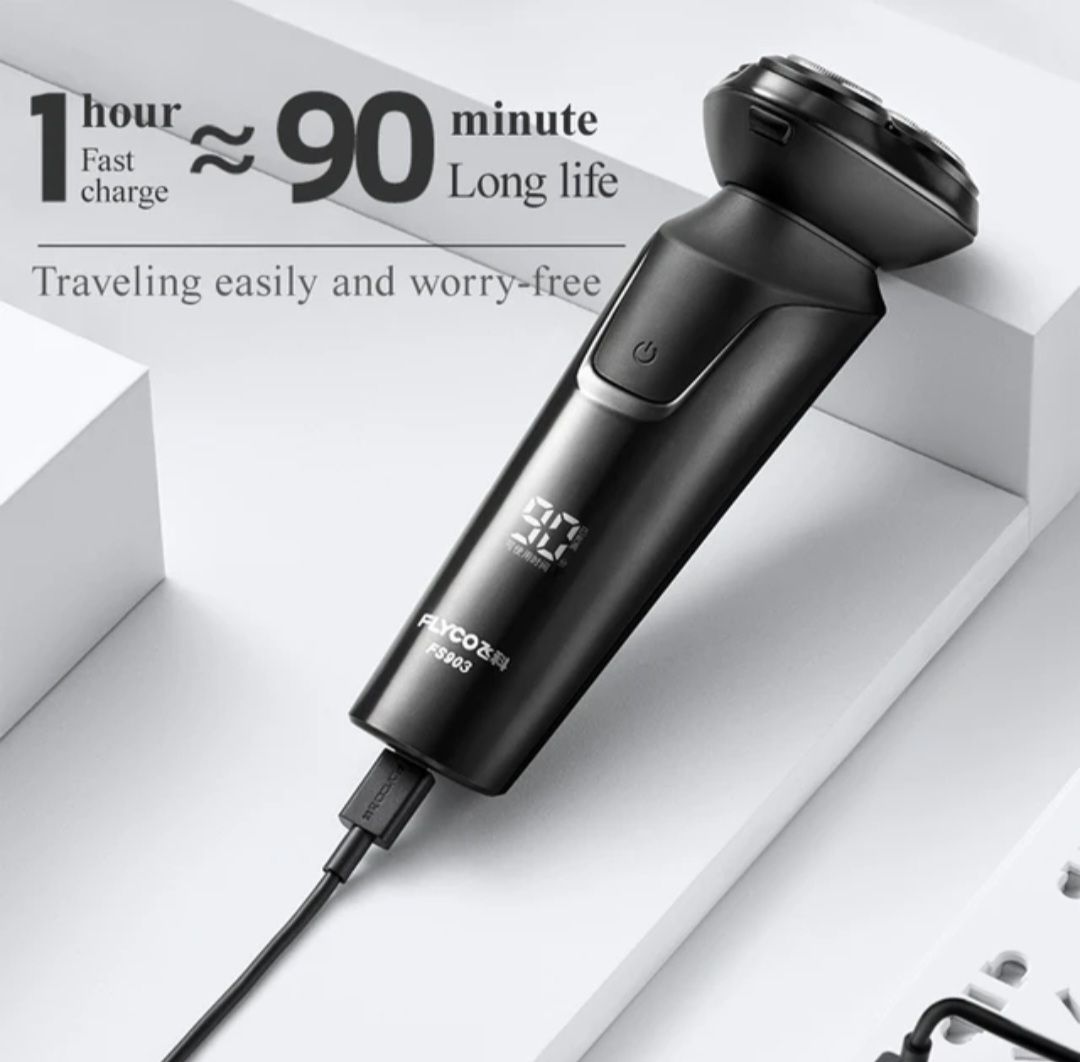 Flyco | 新技術升級 FS903CO 飛科 Flyco usb Type C 充電智能剃鬚刨剃鬚刀 （附送收納袋） | 顏色 : 黑色/混色 | HKTVmall 香港最大網購平台