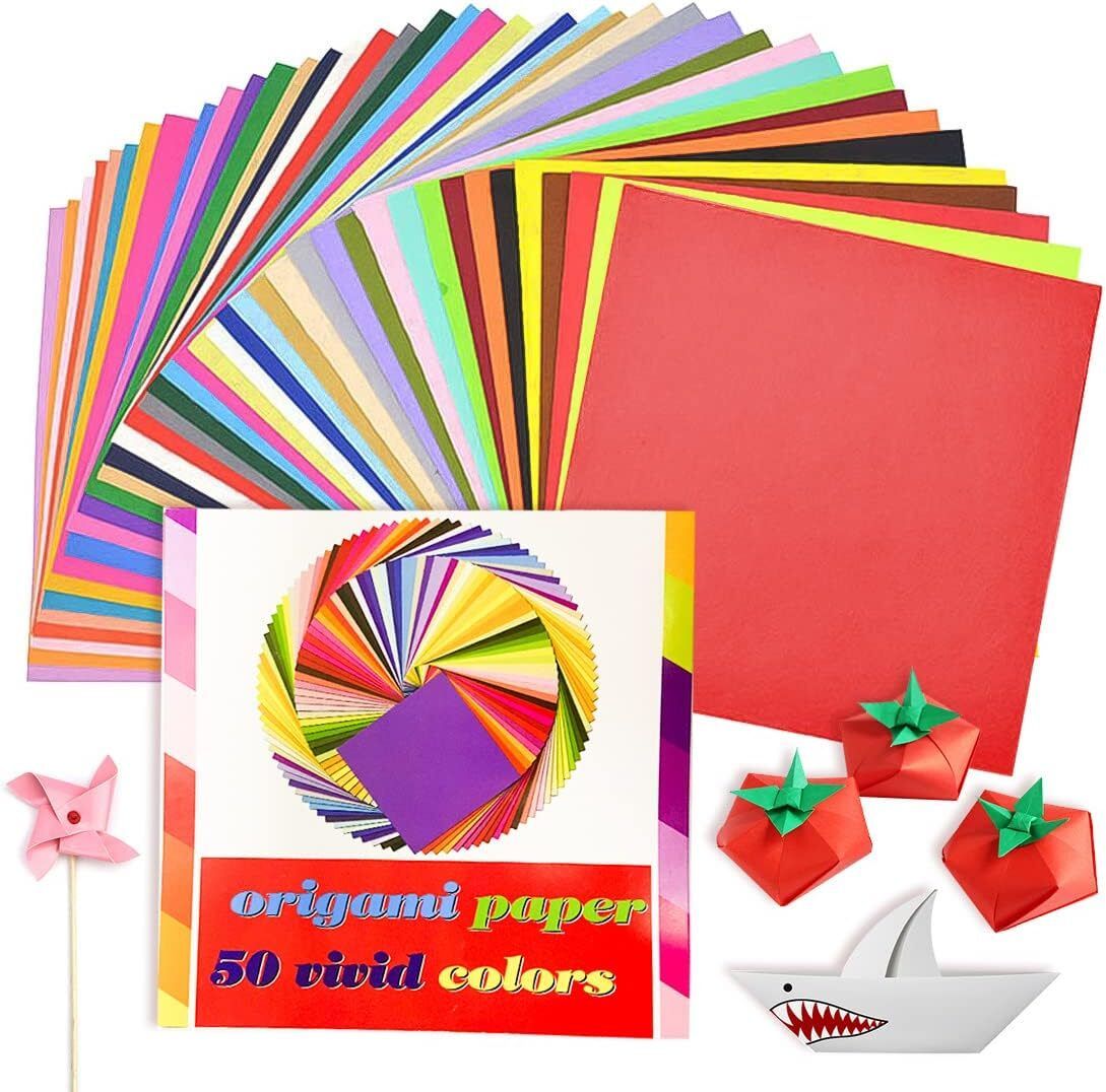 Kindermatic | Origami Paper 50 Colours 15 x 15 cm 100 Pcs Set | Unit ...