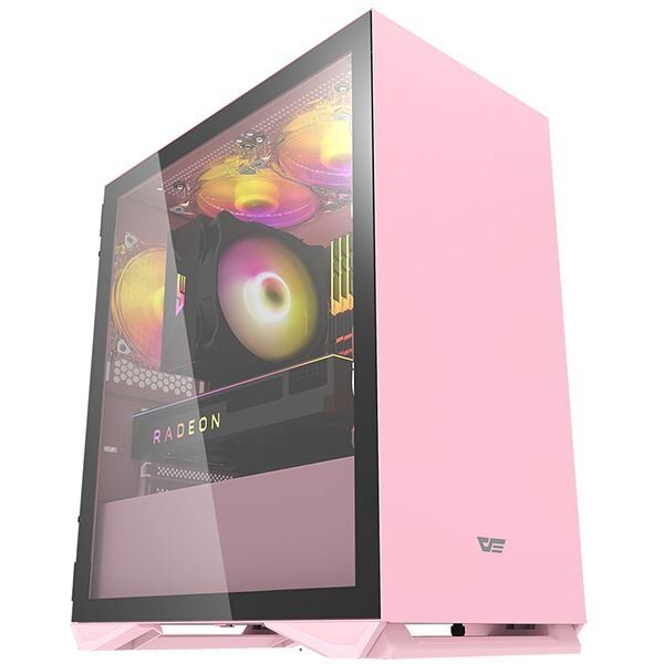 darkFlash | DLM22 M-ATX Mini Tower Case [粉紅] 簡約設計, 一體成型, 自由玻璃門 送: 4 把 ...