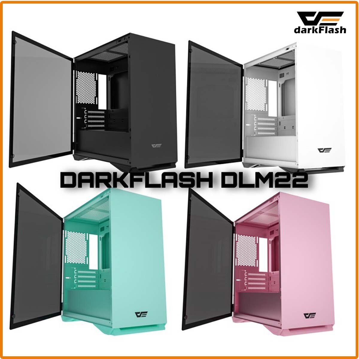 darkFlash | DLM22 M-ATX Mini Tower Case [黑色] 簡約設計, 一體成型, 自由玻璃門 送: 4 把 ...