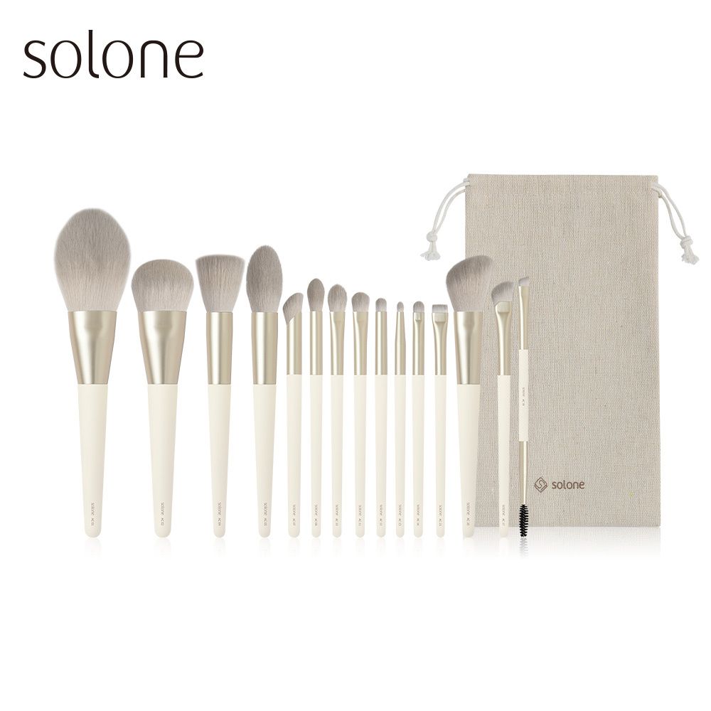 Solone | 榛果訂製刷具全套15件組 (附Solone麻布束口收納袋) | HKTVmall 香港最大網購平台