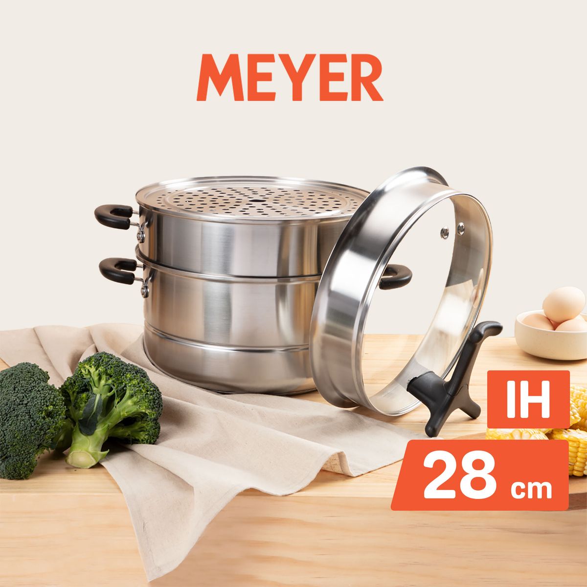 美亞 | (電磁爐適用) 28cm/8.5L 不銹鋼蒸鍋套裝連蓋 - Cook+Look (#70050) | HKTVmall 香港最大網購平台
