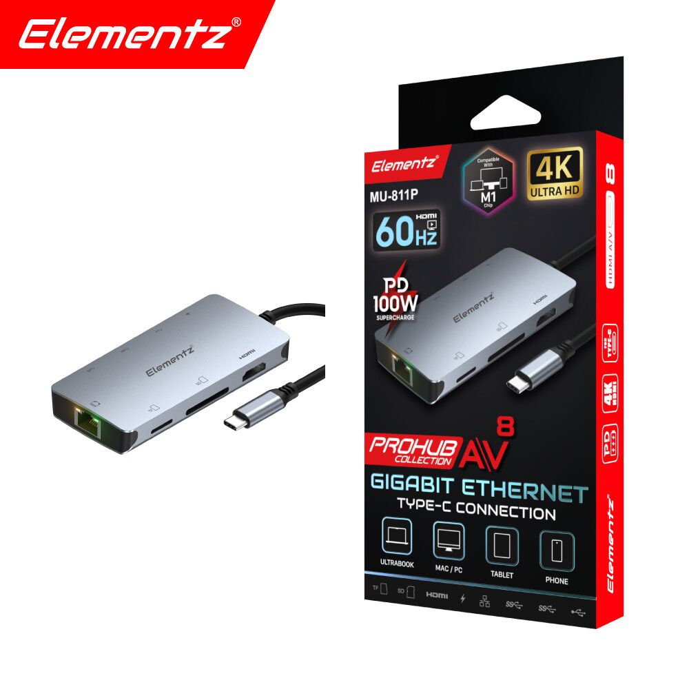 Elementz | Type-C 8合1多功能擴展器丨MU-811P | HKTVmall 香港最大網購平台