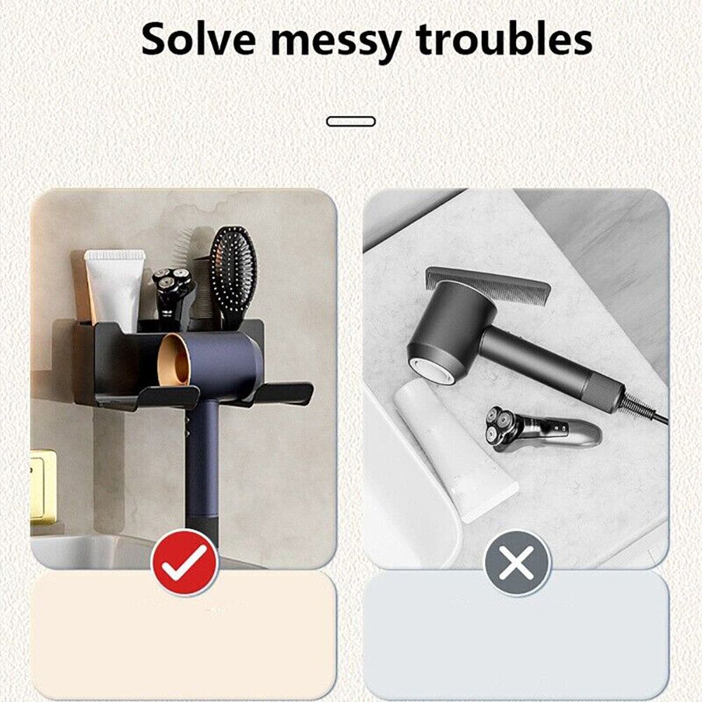 Tuenmall | White Hair Dryer Bracket Wall Mount Bracket Hand-free Hair ...