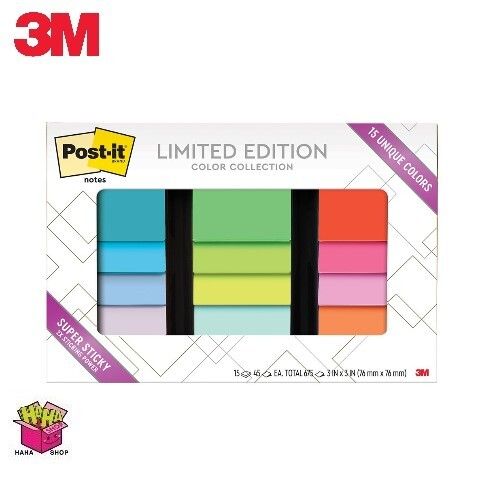 3M | Post-it® Super Sticky Notes 654-15SSHOL 3in x 3in 45shts/pad 15 ...