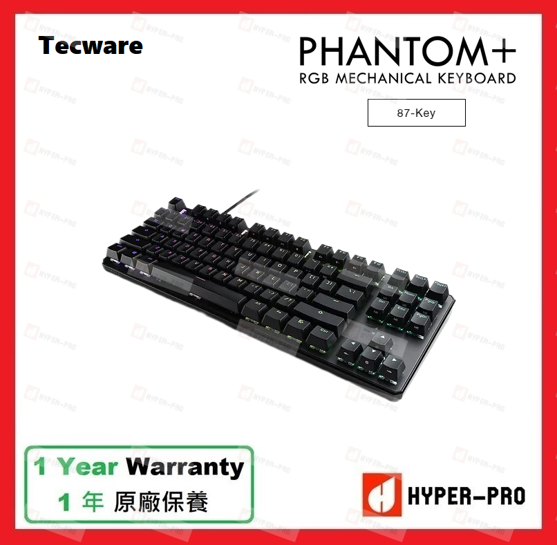 TECHWARE | Phantom+ TKL RGB 有線機械軸鍵盤 - 熱插拔 紅軸 | 顏色 : 紅軸 | HKTVmall 香港最大網購平台
