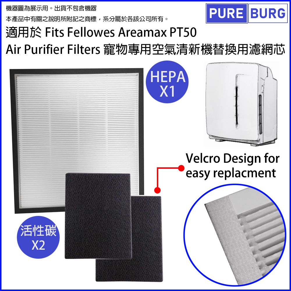 Pureburg | Replacement HEPA + 2 x Carbon Pre-Filters for Fellowes ...