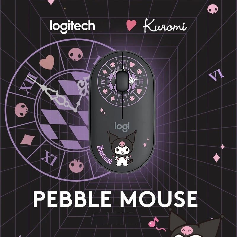 Logitech | Kuromi & Logitech PEBBLE M350 現代、纖薄、安靜的無線藍牙滑鼠 SZ23 塔羅時鐘 | 尺碼 ...