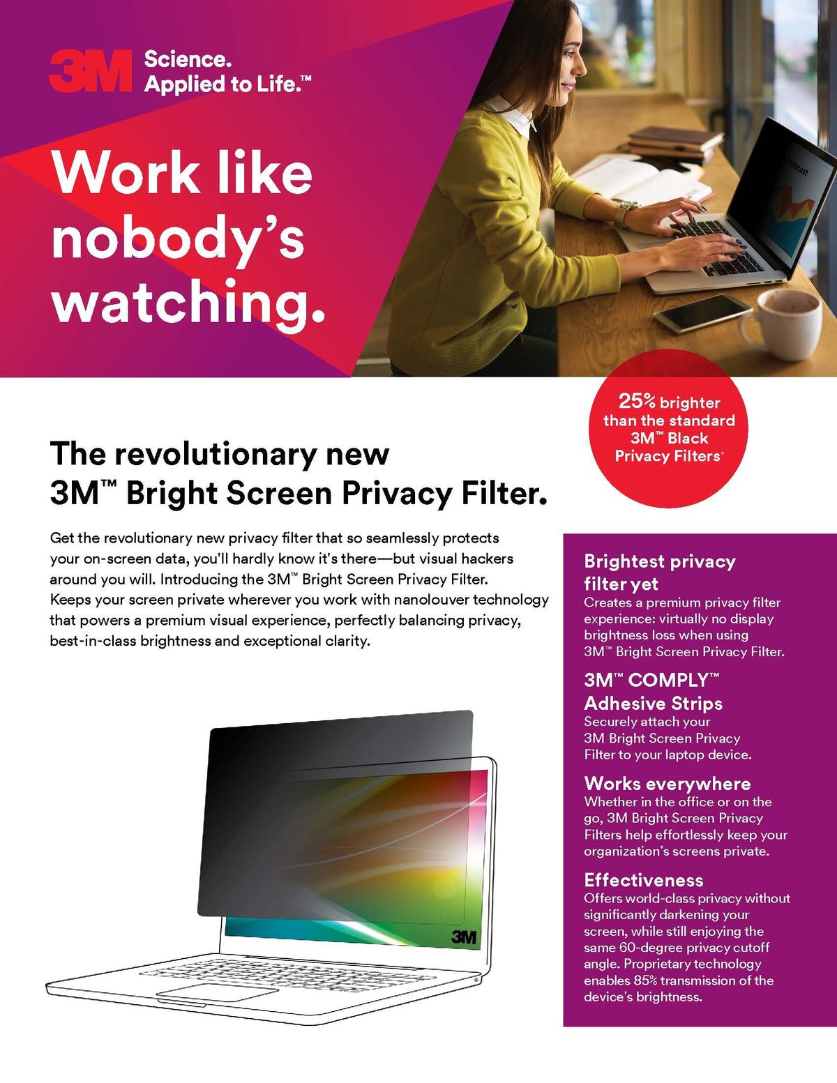 3M™ | 3M 14.0” 明亮螢幕防窺片BP140W1B (16:10) | HKTVmall 香港最大網購平台