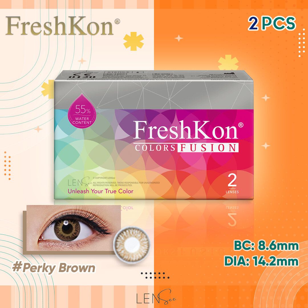 FreshKon | Freshkon 月拋彩色隱形眼鏡 - Perky Brown (2片裝) (度數 -0.00) | 尺碼 : -0.00 | HKTVmall 香港最大網購平台