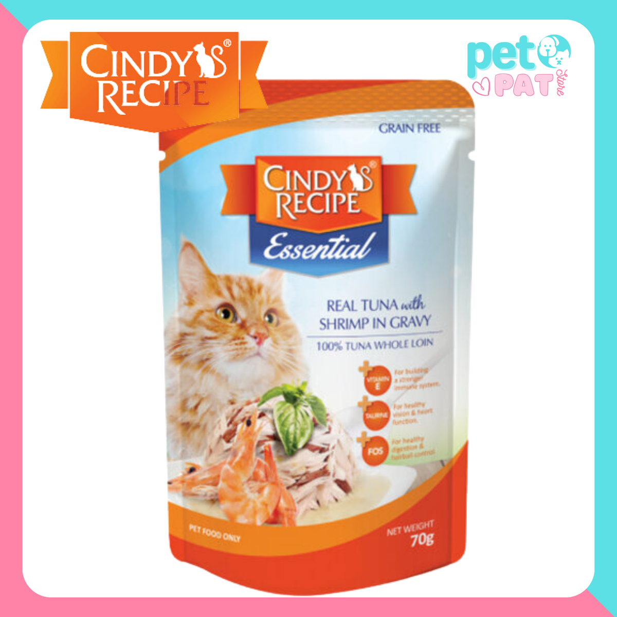 Cindy's Recipe | Essential無穀物 新鮮吞拿魚拼鮮蝦配方肉汁餐包貓濕糧 (70克) | HKTVmall 香港最大網購平台