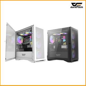 darkFlash | DLM200 Black M-ATX PC Case - meshed design Free : 4 * RGB ...