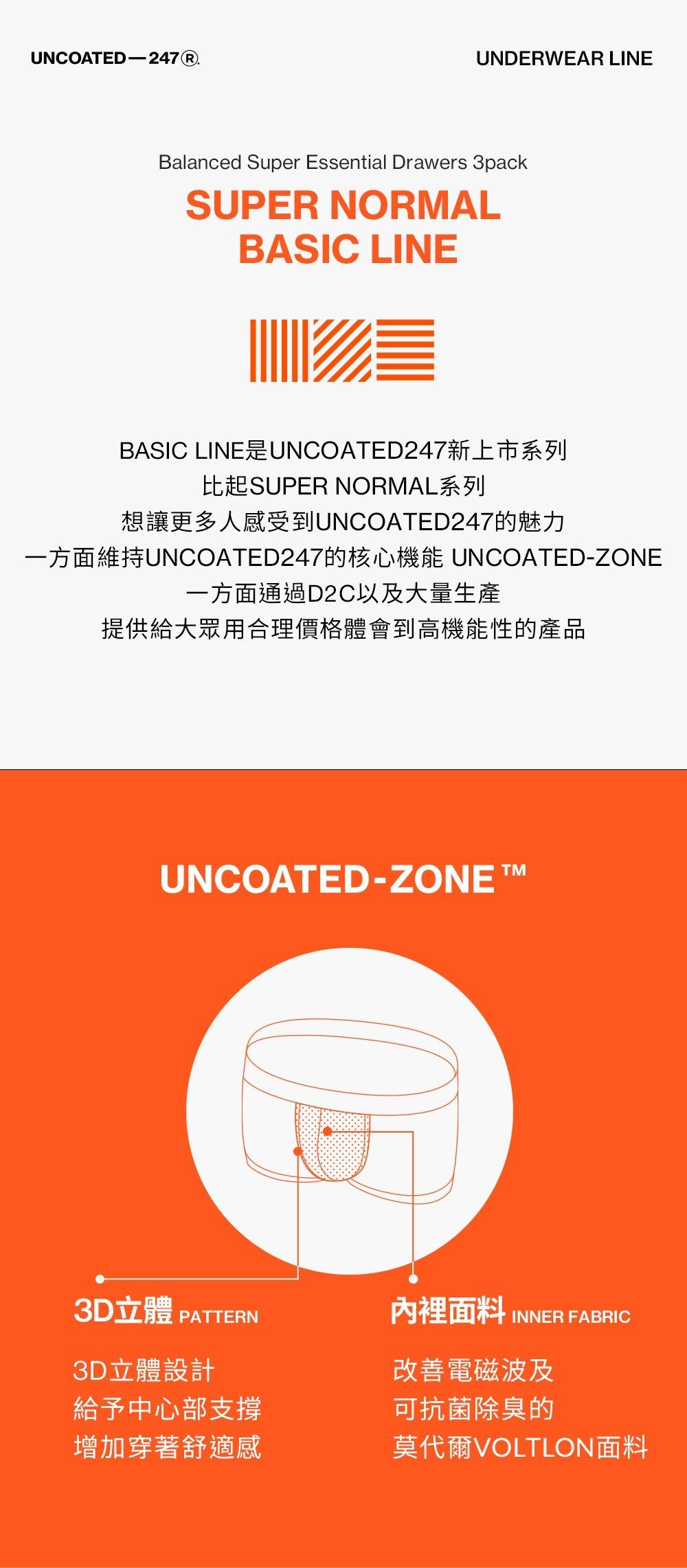 UNCOATED 247 | Balance 3D彈力平口內褲3件組 全黑系列 | 尺碼 : M | HKTVmall 香港最大網購平台