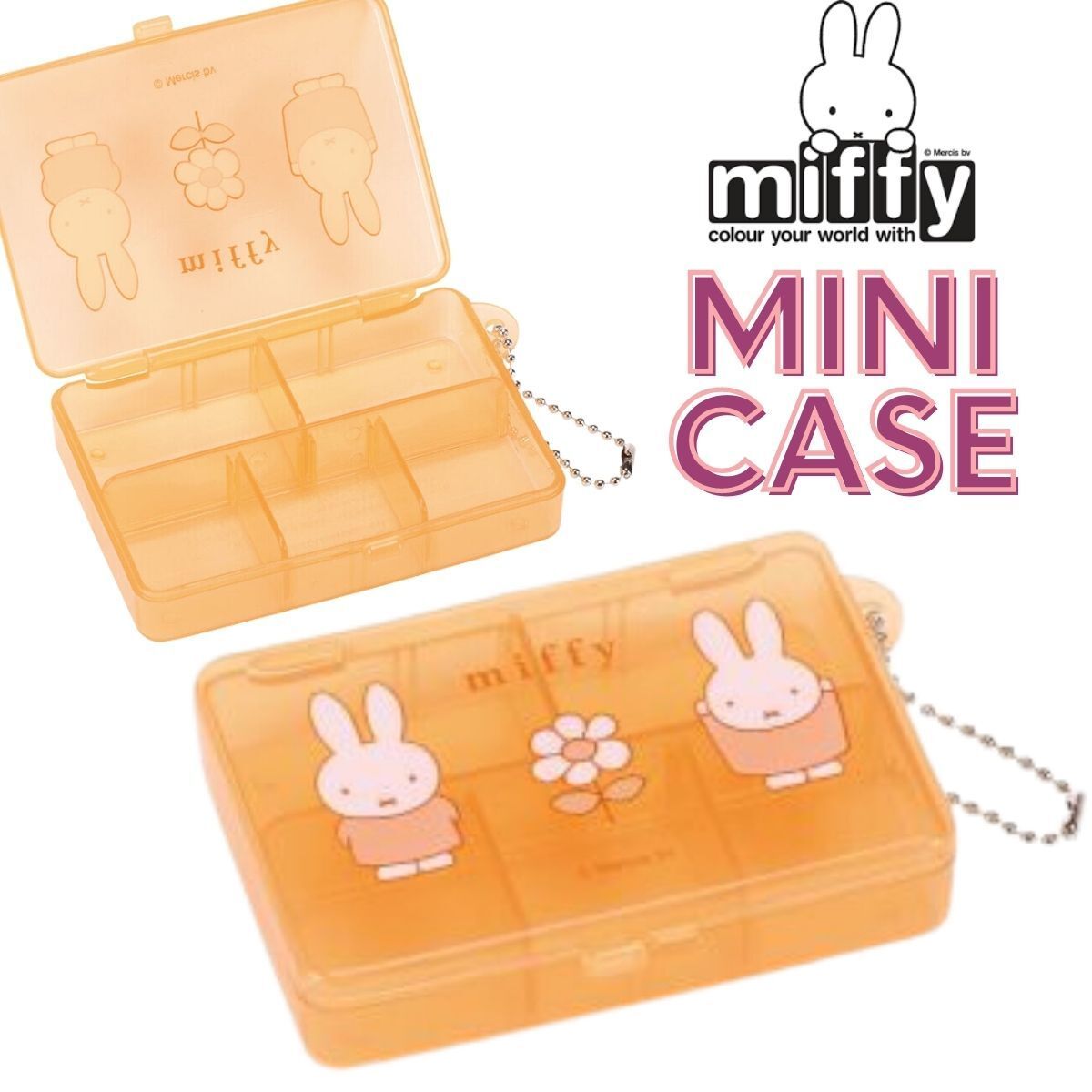 Miffy | Miffy 便攜收納小物盒 Miffy 旅行便攜隨身小盒 (橙色) 分格小藥盒 隨身迷你 維他命丸,藥丸收納盒 便攜藥片分裝 ...